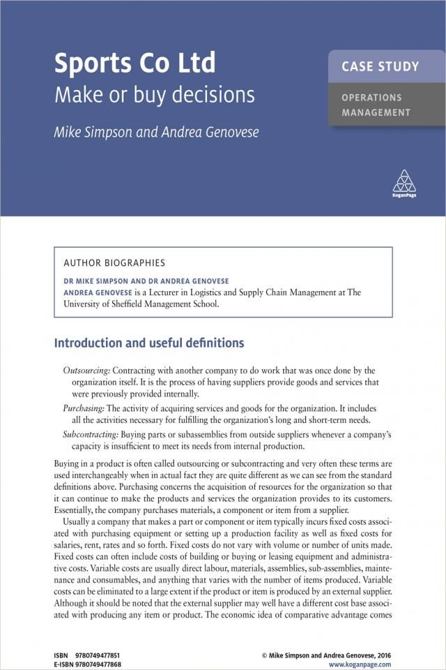 Case Study: Sports Co. Ltd | Kogan Page